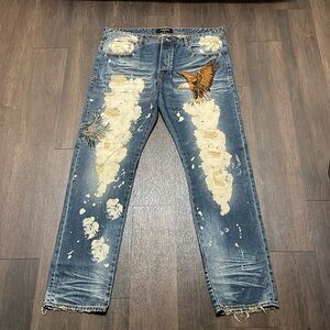 Akoo | Jeans | Mens Akoo Artisan Made Distressed Eagle Art Embroidered ...